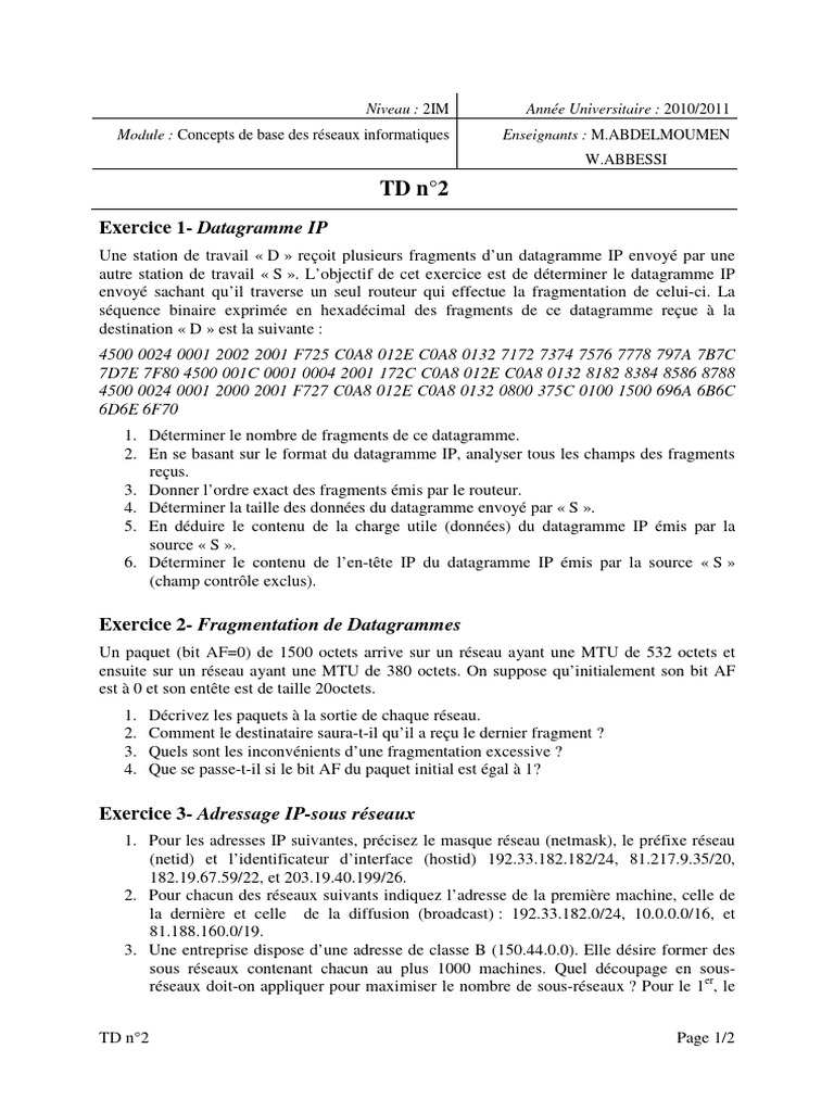 TD2 Correction | PDF | Protocoles Internet | Adresse IP