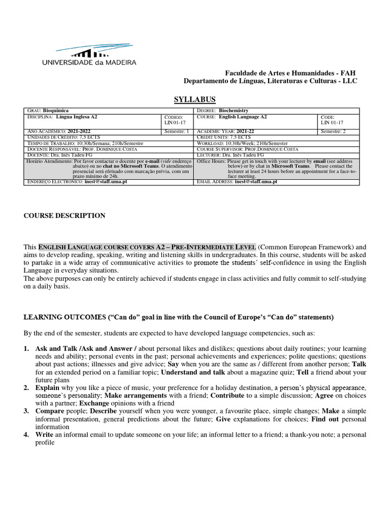 Syllabus | PDF | Verb | Syntax