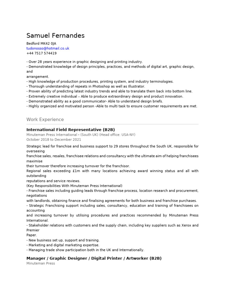 Samuel Fernandes | PDF | Franchising | Graphic Design