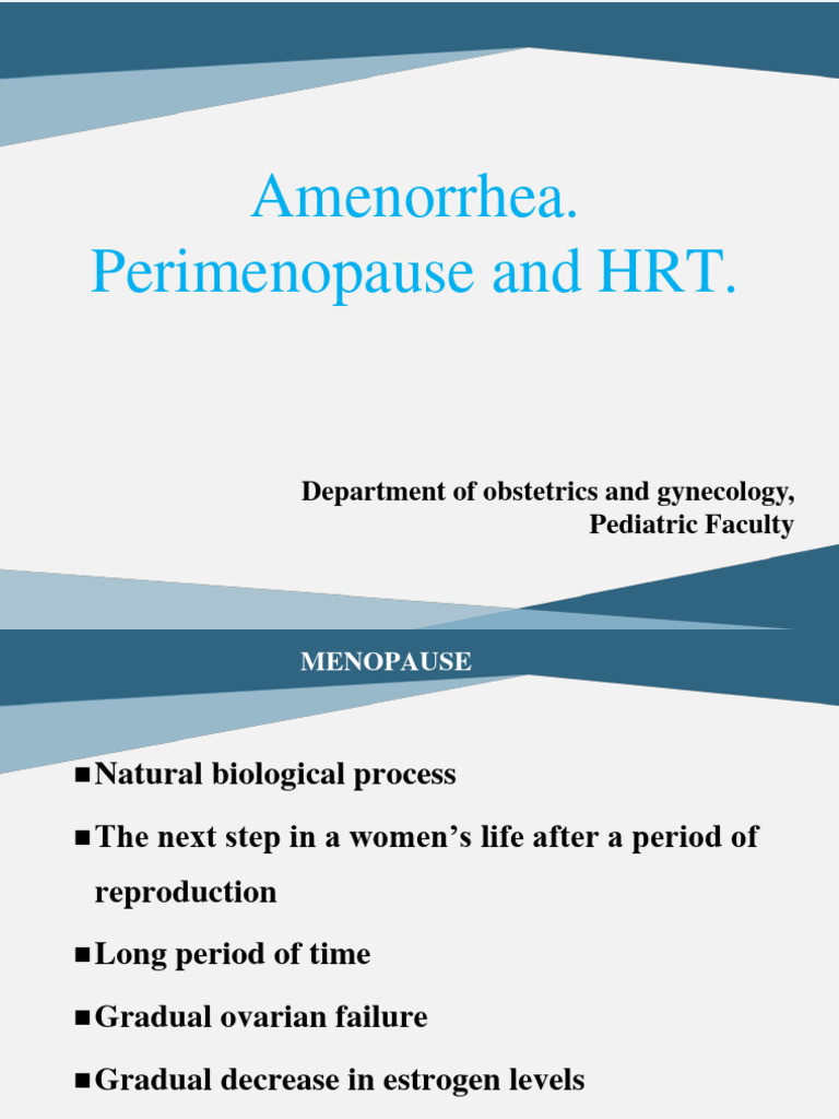 Amenorrhea Perimenopause and HRT | PDF | Hormone Replacement Therapy | Menopause