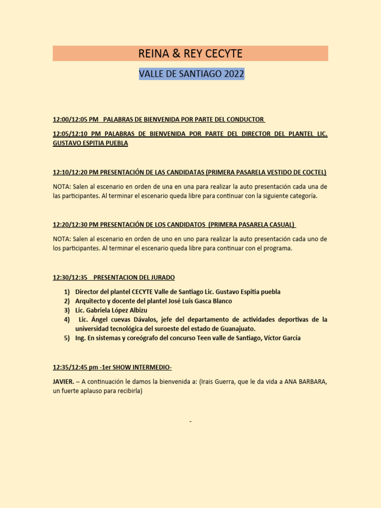 Programa Reina y Rey | PDF