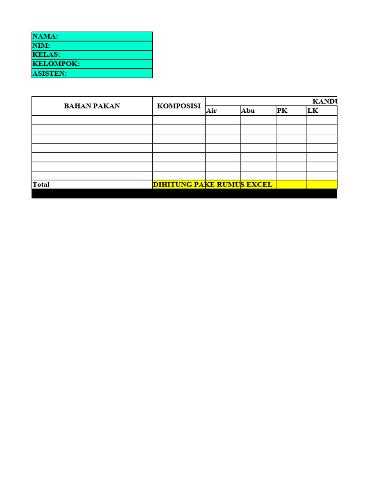 Format Formulasi Ransum | PDF