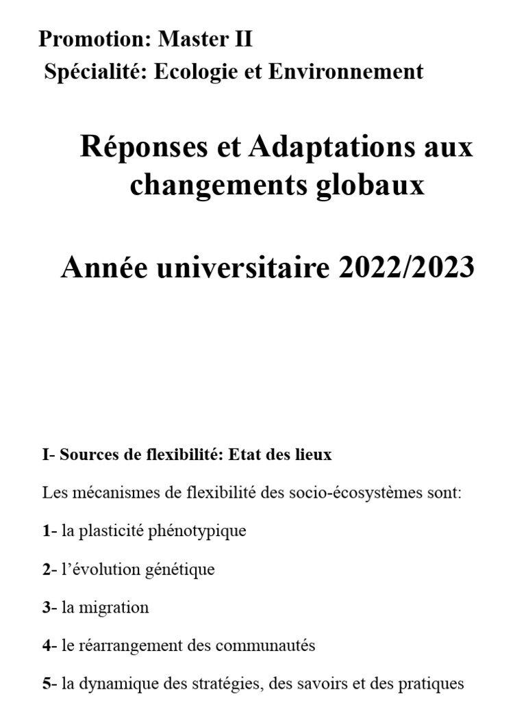 Cours Master | PDF | Évolution | Biodiversité