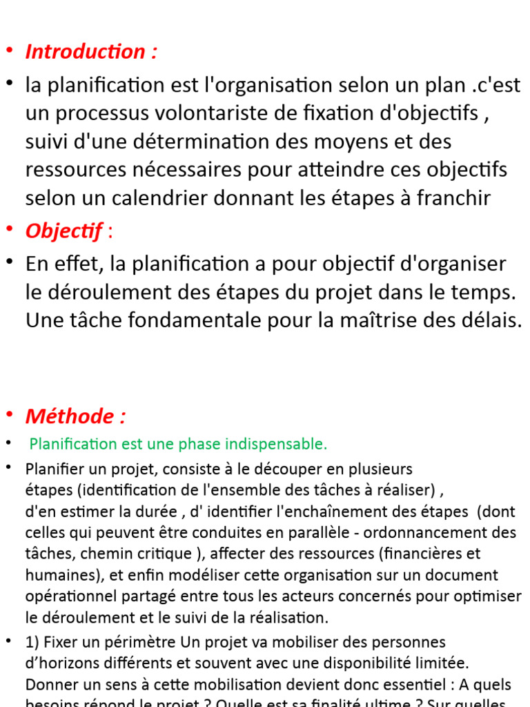 Présentation 1 | PDF | Planification