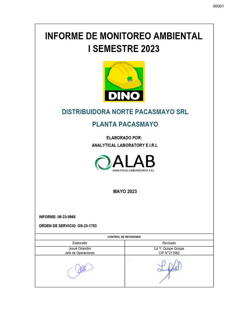 OS-23-1753 IMA PLANTA PACASMAYO OFICIAL - Con Folios | PDF | Partículas ...