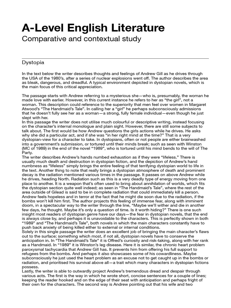 A-Level English Literature: Comparative and Contextual Study | PDF ...
