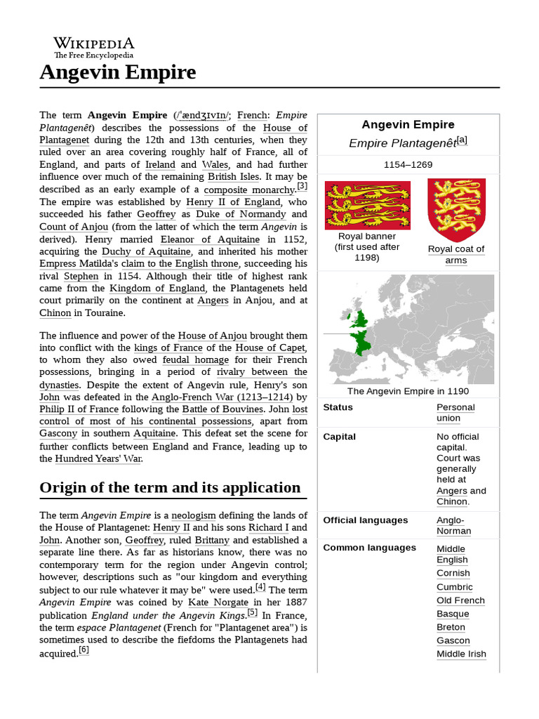 Angevin Empire | PDF | House Of Plantagenet | Nobility