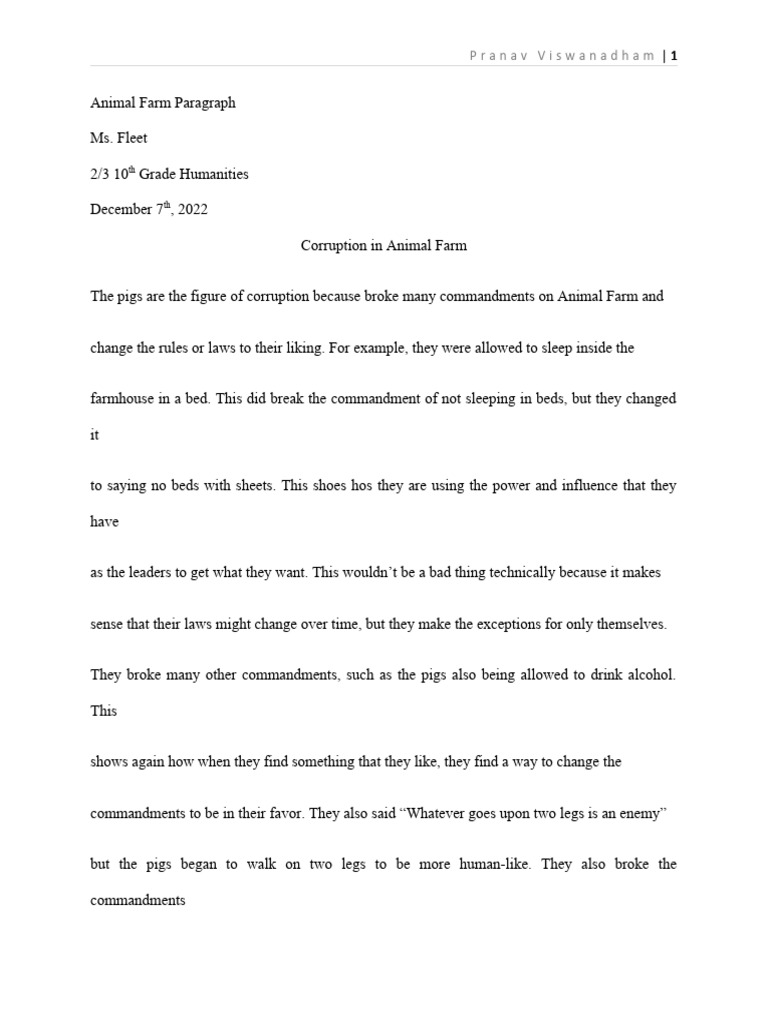 Animal Farm Paragraph | PDF