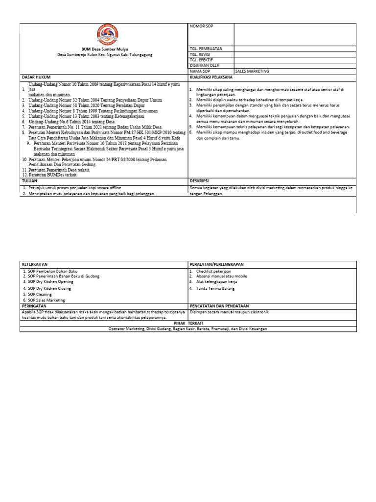 SOP 6 Sales Marketing | PDF