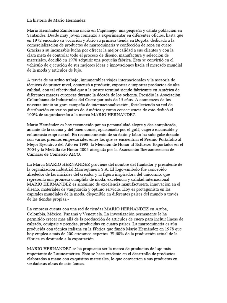 Biografía de Mario Hernández Zambrano | PDF | Cuero | Marca