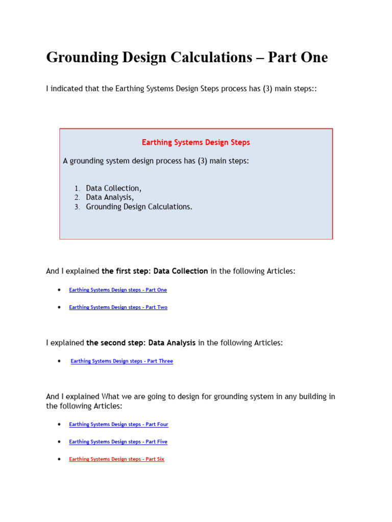 Grounding Design Calculations | Download Free PDF | Electrical Wiring ...