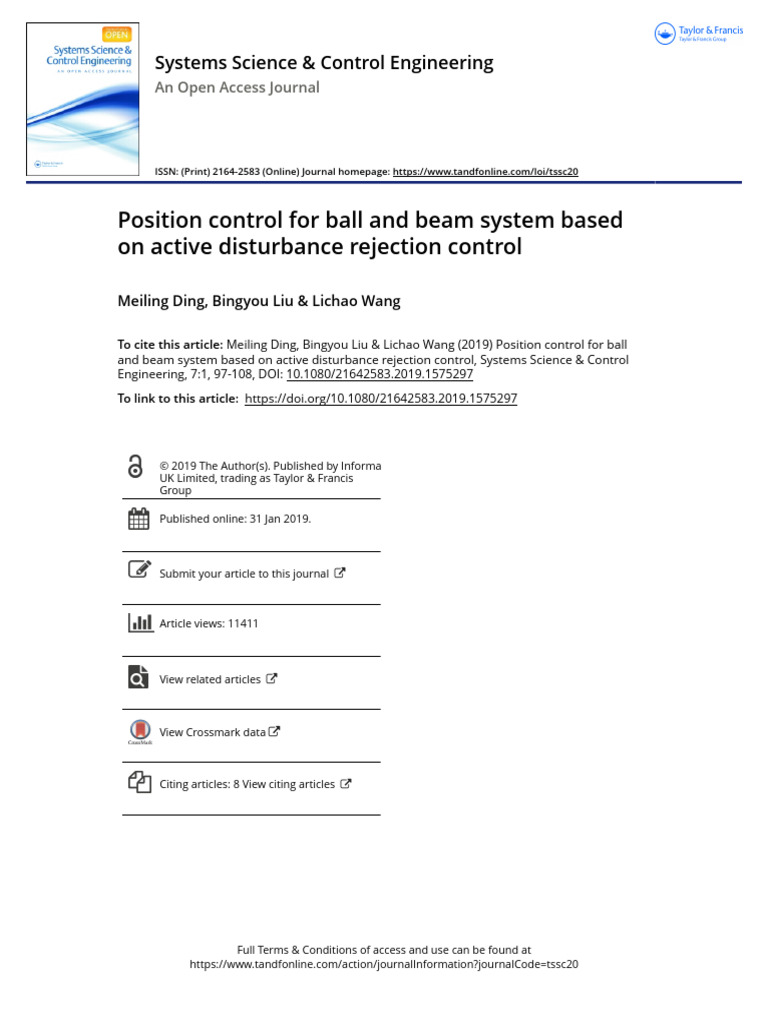 ADRC for Ball and Beam Position Control | PDF | Control Theory ...