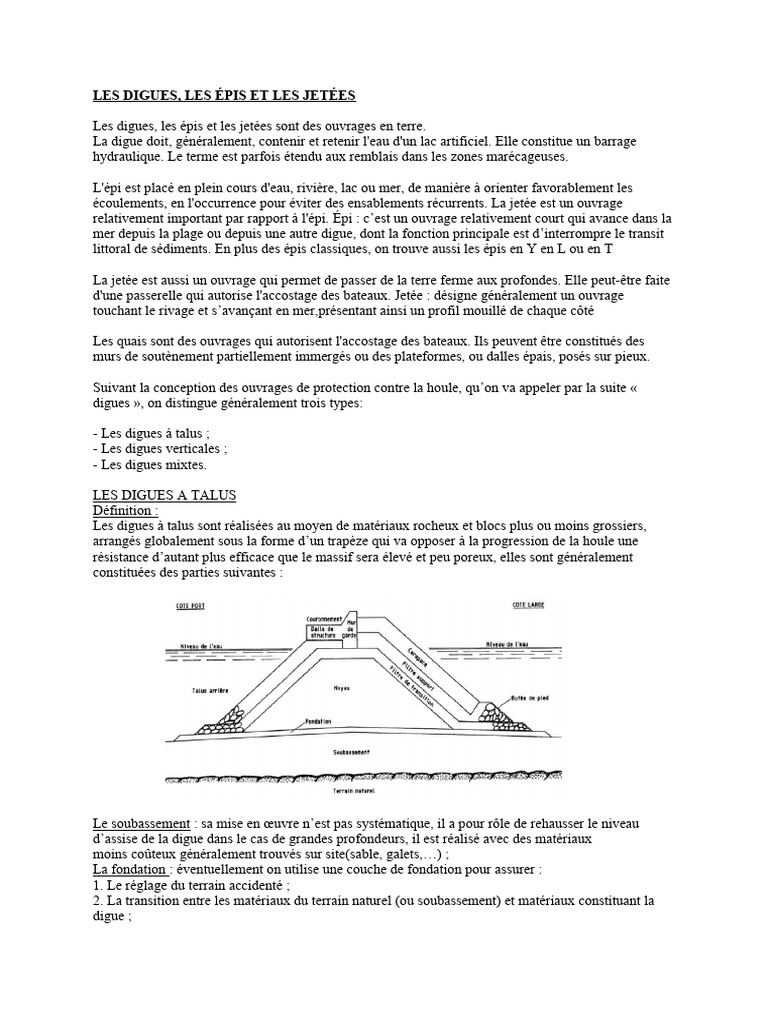 Types et définitions des digues et jetées | PDF | Digue | Fondation ...