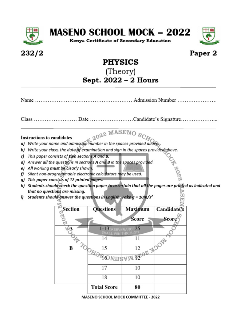 Physics Paper 2 Mock 2022 | PDF | Electrodynamics | Materials