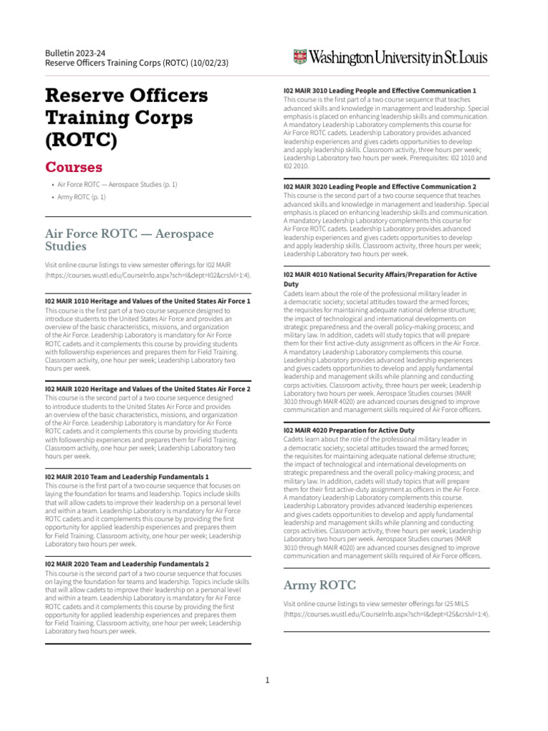 Rotc Courses | PDF | Leadership | Reserve Officers' Training Corps