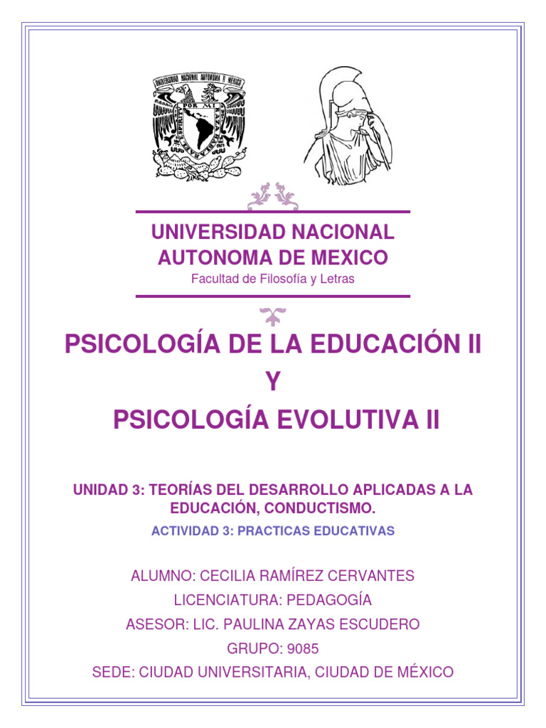 Act3 U3 Psicologia | PDF | Aprendizaje | Evaluación