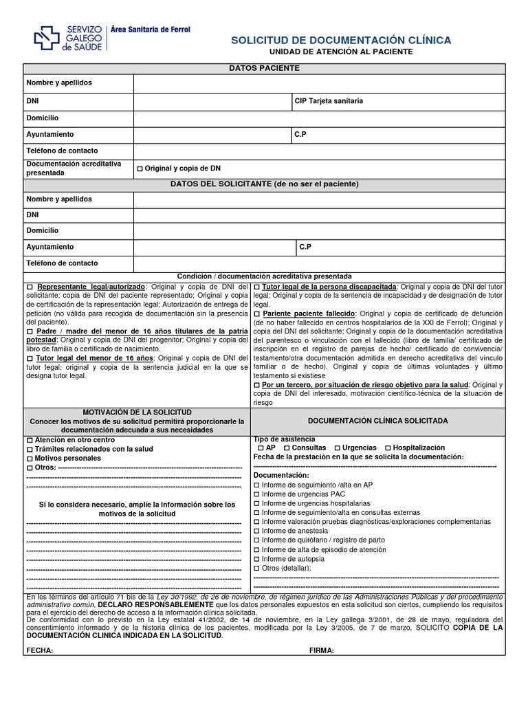 Solicitud de Documentación | PDF | Historial médico | Justicia