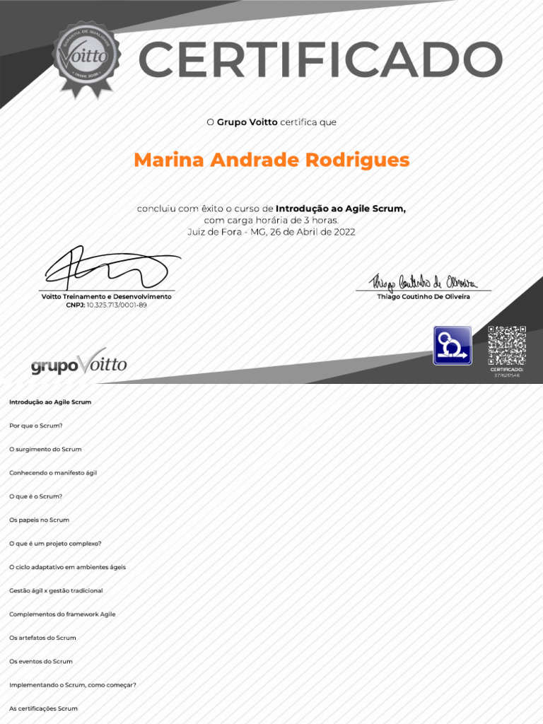 Certificado Agile Scrum | PDF Certificado Agile Scrum | PDF
