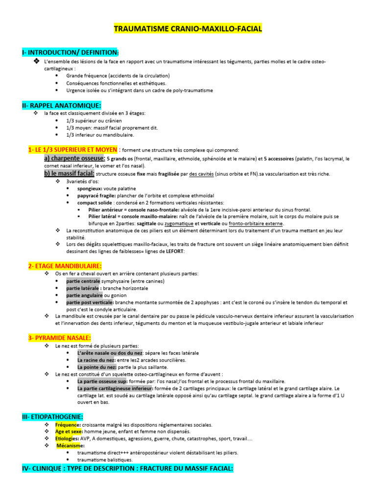 86.traumatisme Cranio-Maxillo-Facial | PDF | Os | Appareil locomoteur