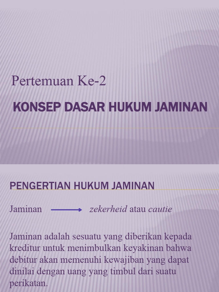 PERTEMUAN KE-2 Konsep Dasar Hukum Jaminan | PDF