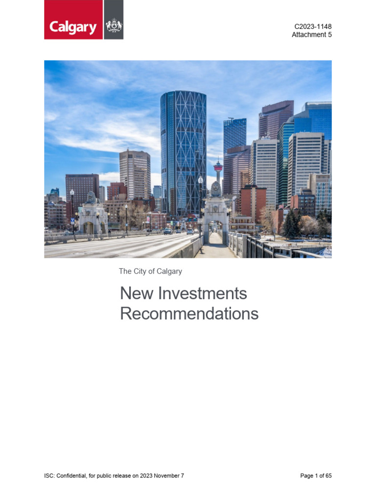 New Investment Recommendations - 2024 Calgary Budget | PDF | Taxes | Revenue