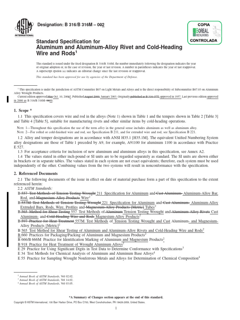 Astm B 316 Acero Inoxidable | PDF | Strength Of Materials | Heat Treating