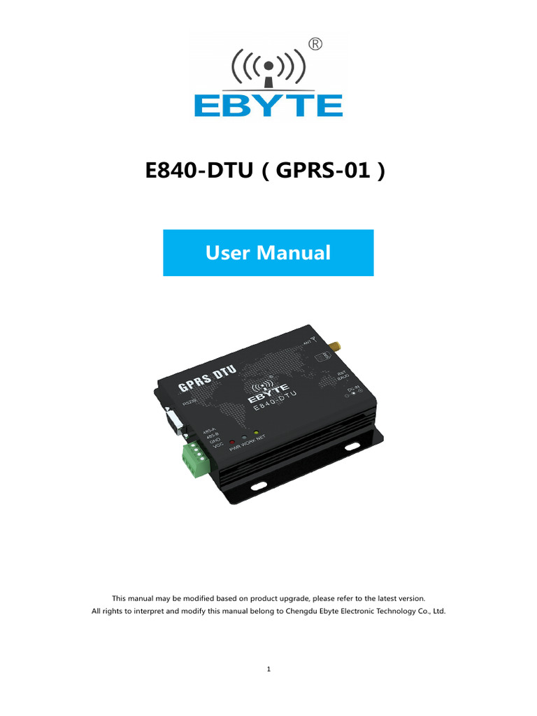 E840-DTU Datasheet EN v1.0 | PDF | Port (Computer Networking) | Transmission Control Protocol