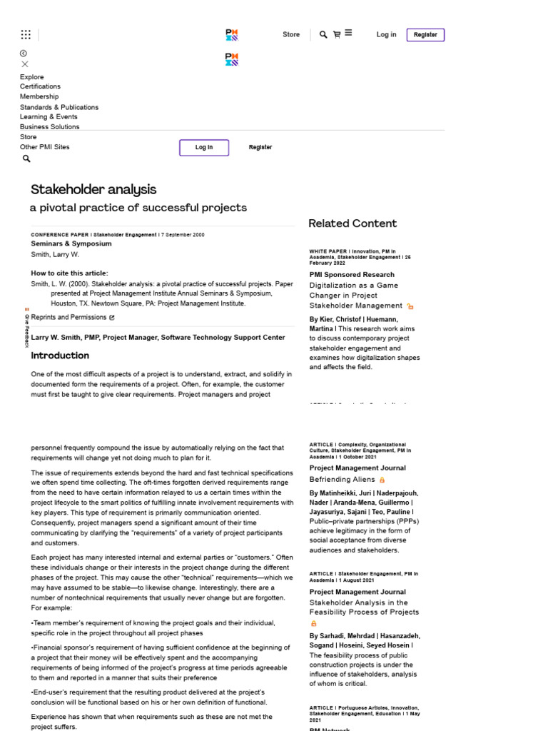 Stakeholder Analysis | PDF | Project Management | Risk