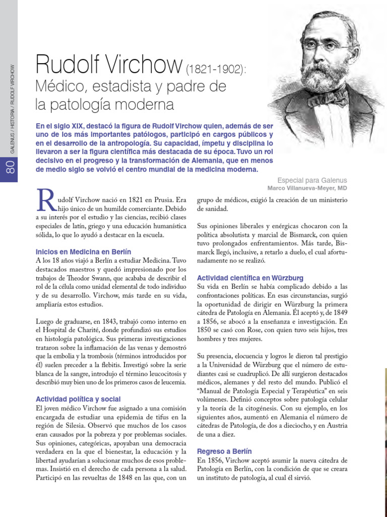 Rudolf Virchow 1 | Descargar gratis PDF | Medicina | Especialidades Medicas