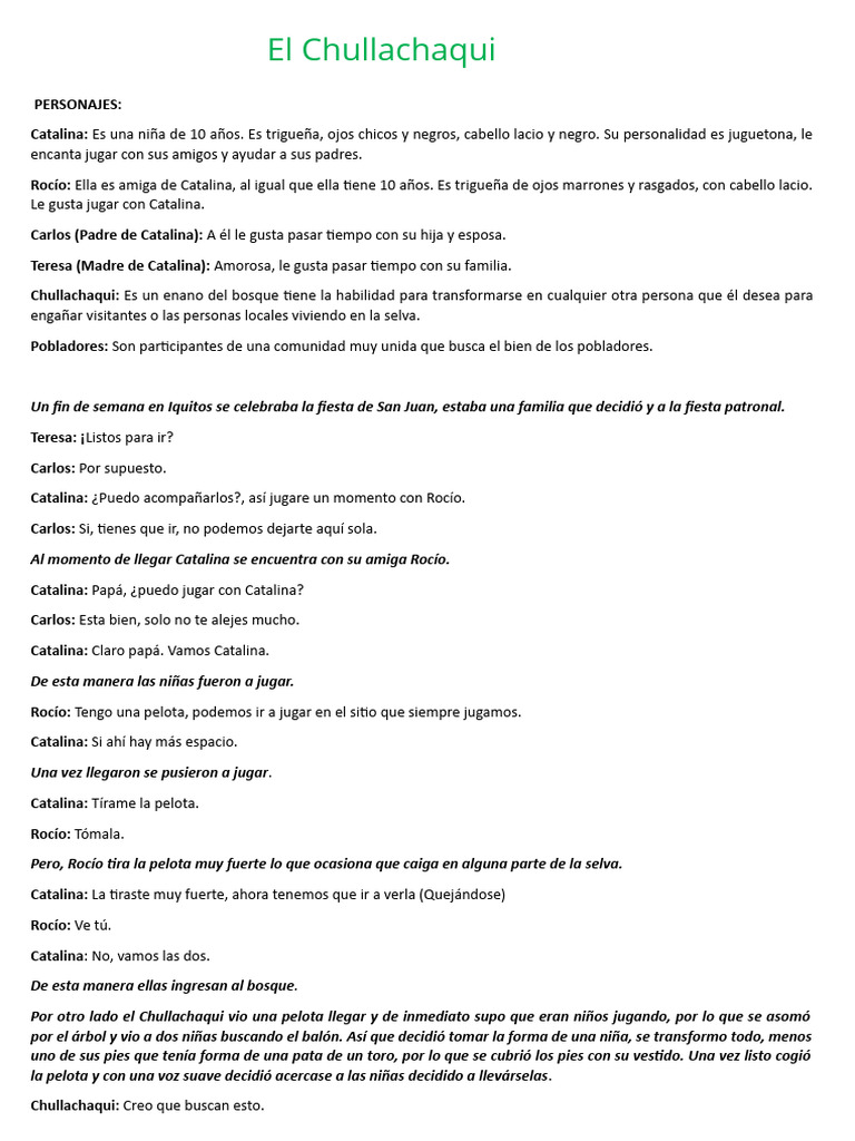 La leyenda del Chullachaqui | PDF