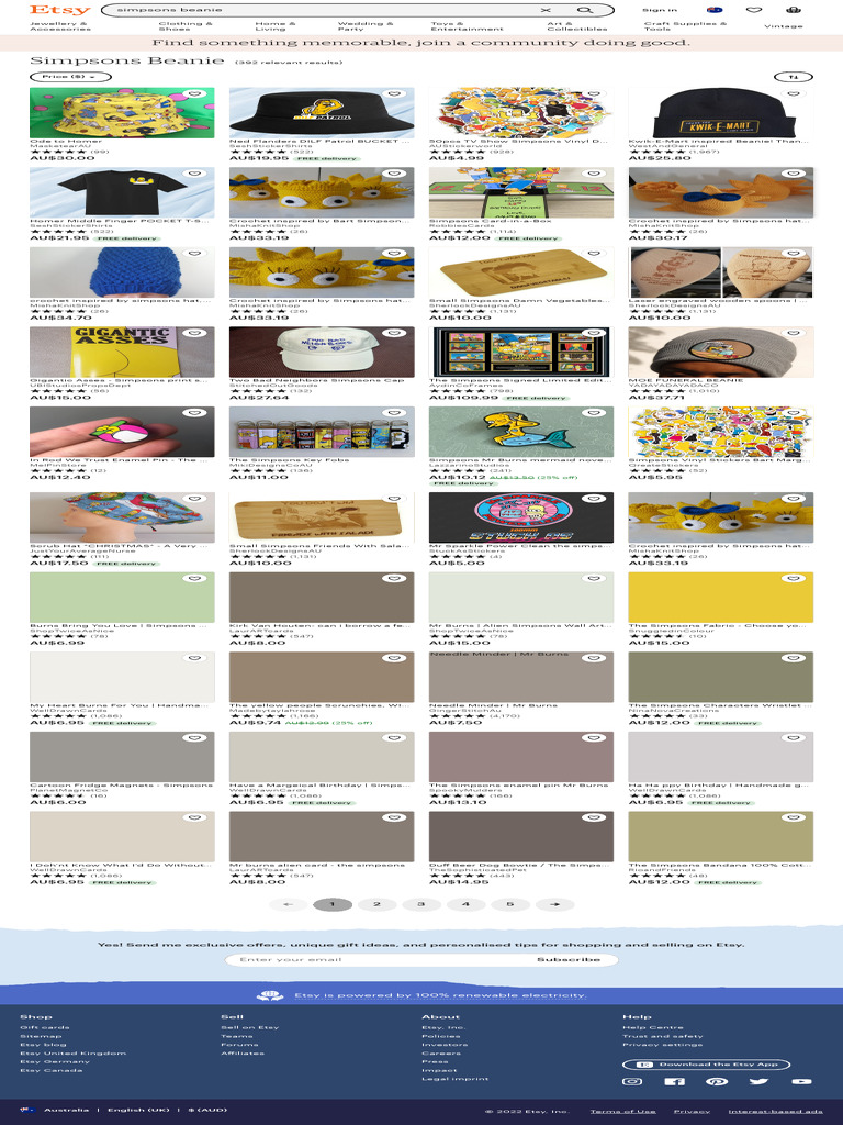 Simpsons Beanie Etsy Australia | PDF | The Simpsons | Etsy