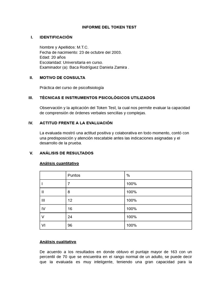 Informe Del Token Test | PDF