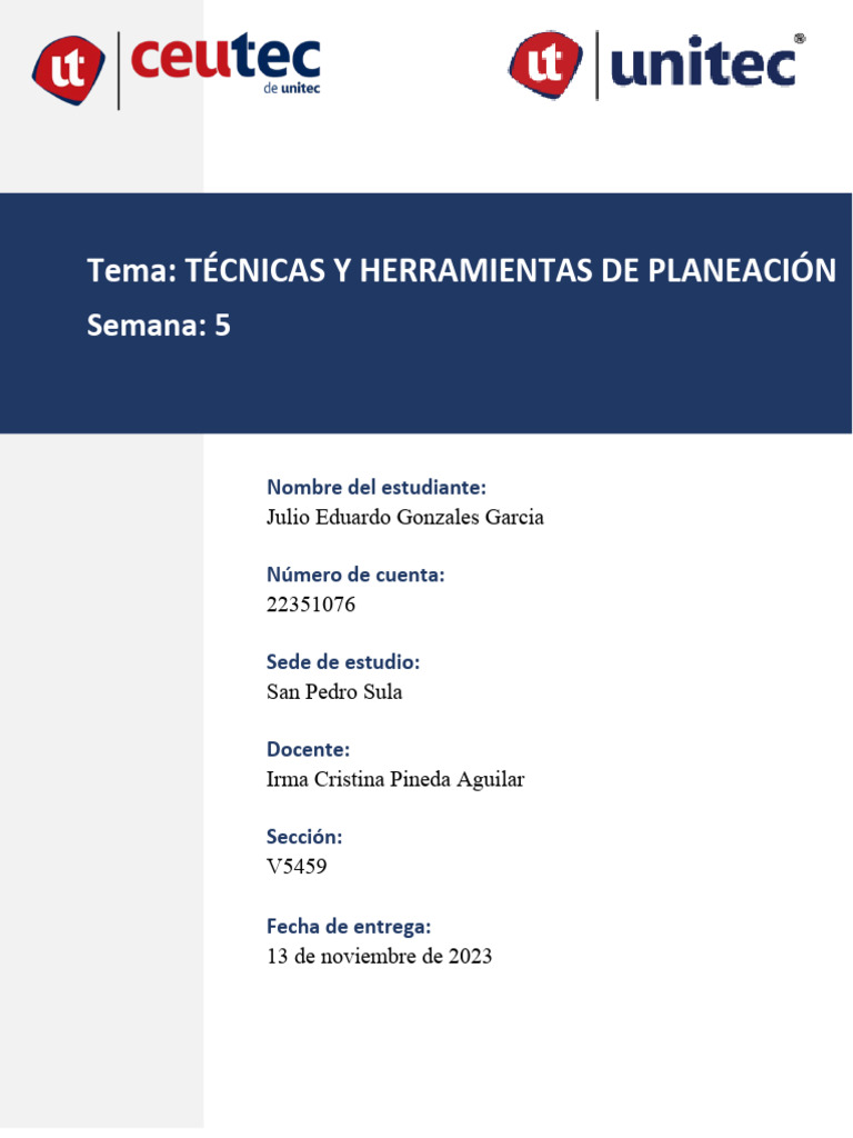 Tarea 5.1 - Admin JulioGonzales - 22351076 | PDF | Benchmarking | Planificación