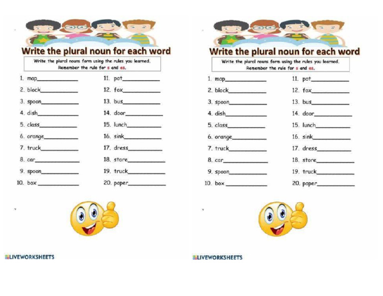 English 3 - Worksheets Plural Forms - S and - Es | PDF