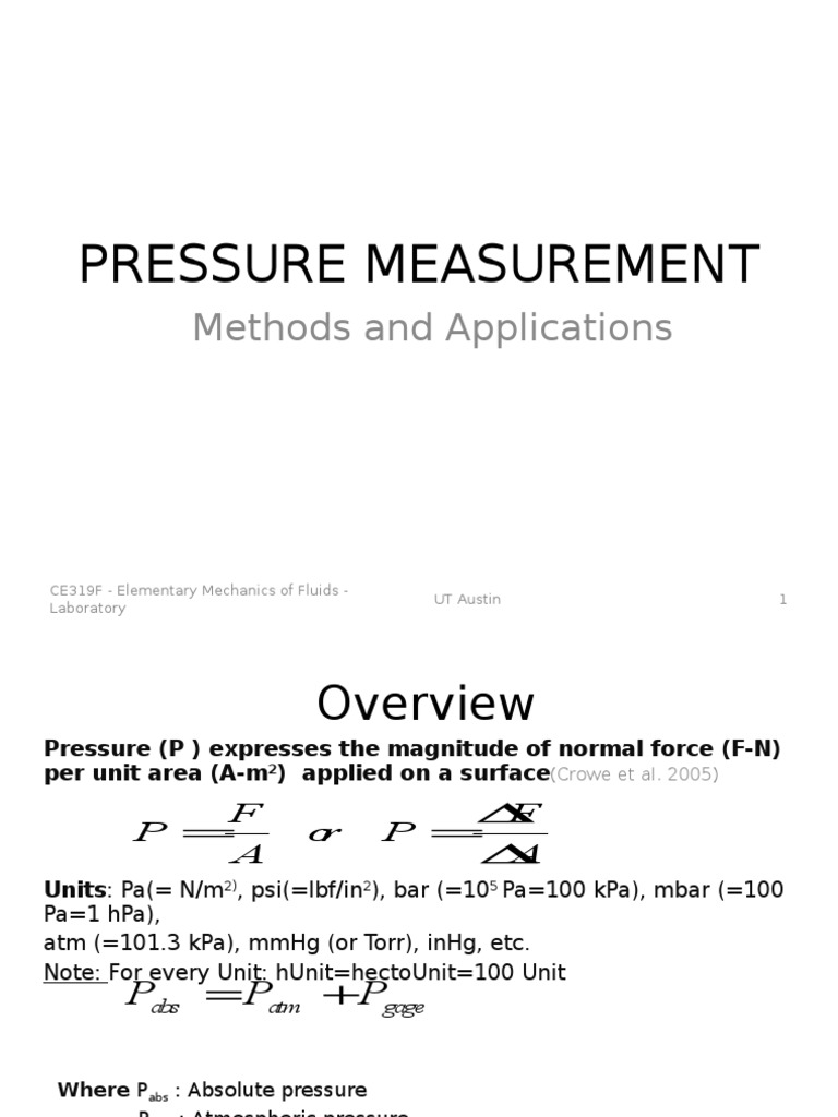 Pressure Measurement: Methods and Applications | Download Free PDF ...