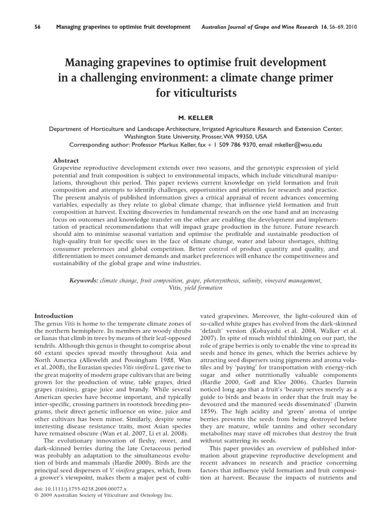 Aust J Grape and Wine Res - 2010 - KELLER - Managing Grapevines To Optimise Fruit Development in ...