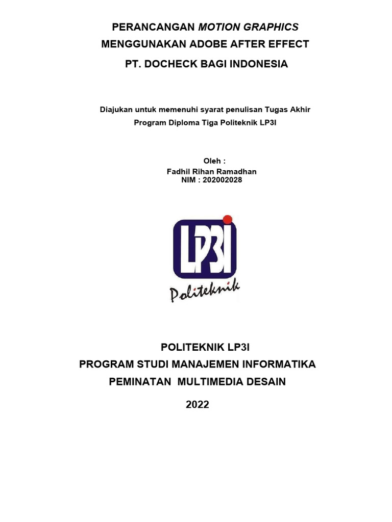 Tugas Akhir - Fadhil Rihan Ramadhan - 202002028 | PDF