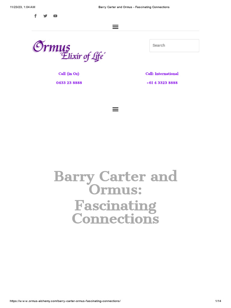 Barry Carter and Ormus - Fascinating Connections | PDF | Medical Diagnosis | Alchemy