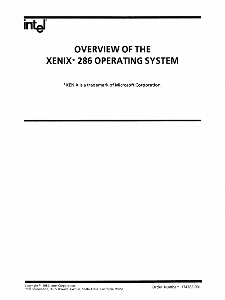 174385-001 Overview of The XENIX 286 Operating System Nov84 | PDF ...