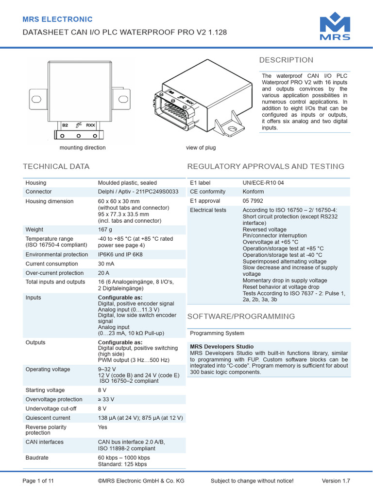 1 128 Datasheet Can Io WP Pro v2 en | Download Free PDF | Computer Data | Electrical Engineering