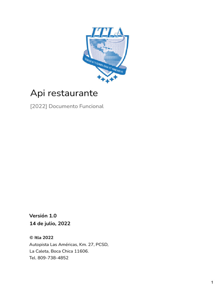 API Restaurante | PDF | Redes | Internet y web