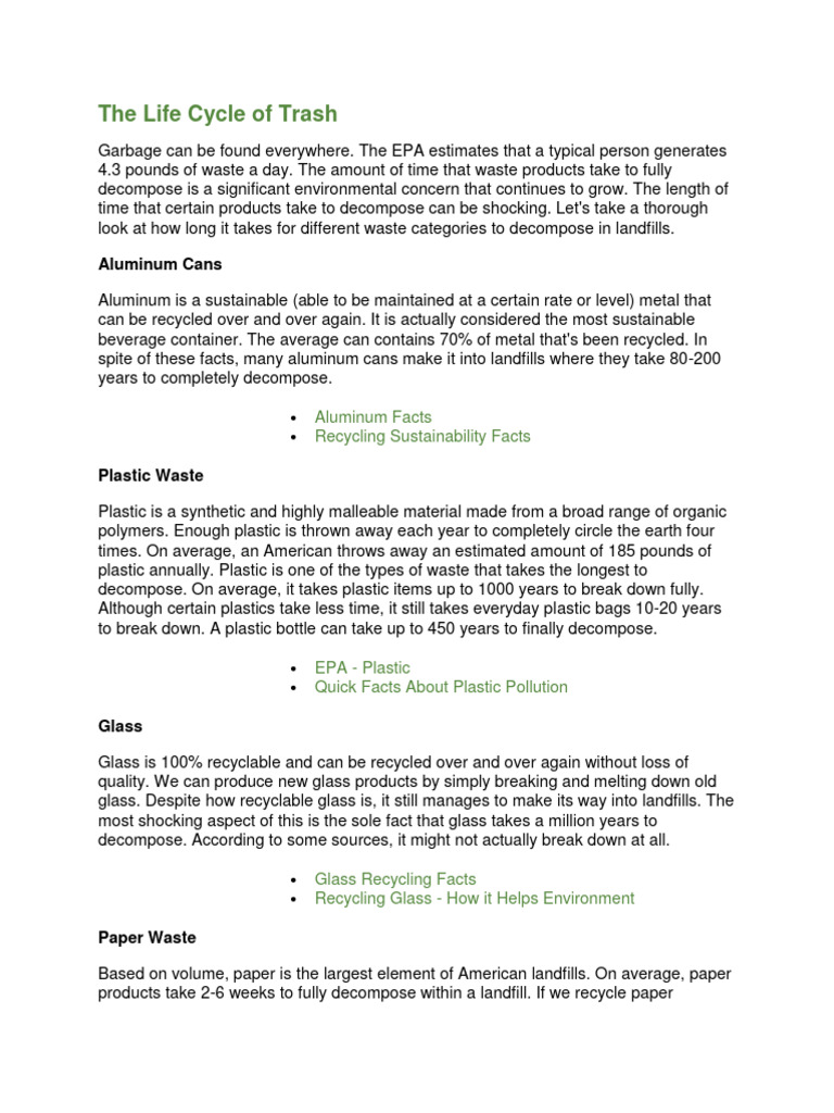 The Life Cycle of Trash | PDF | Waste | Recycling