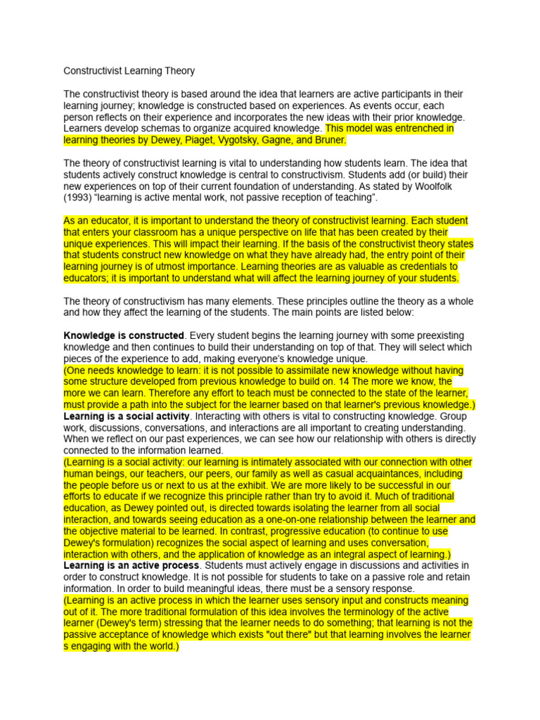 Principles of Constructivist Learning | PDF | Constructivism ...
