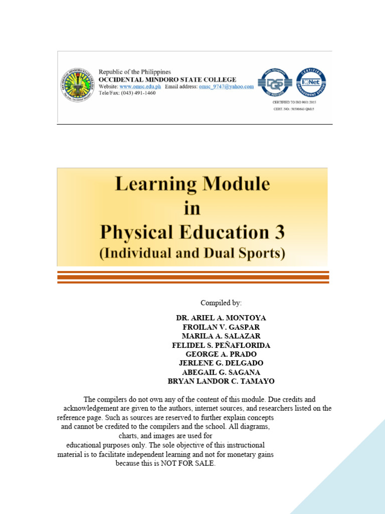 PE 3 Individual Dual Sports | PDF | Table Tennis | Ball Games