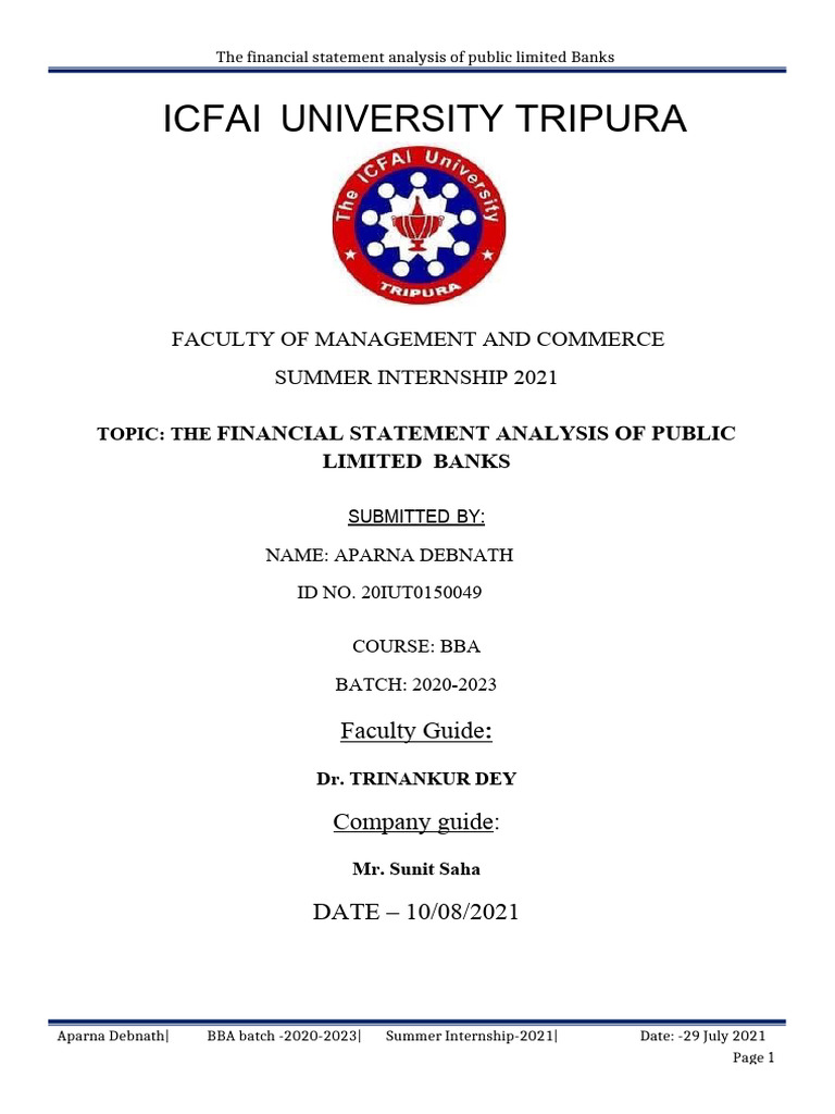 Bank Financial Analysis Report | PDF | Banks | Financial Economics