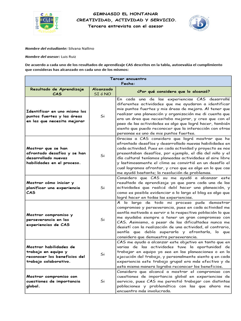 Tercera Entrevista Con El Asesor (Reparado) | PDF | Aprendizaje | Creatividad