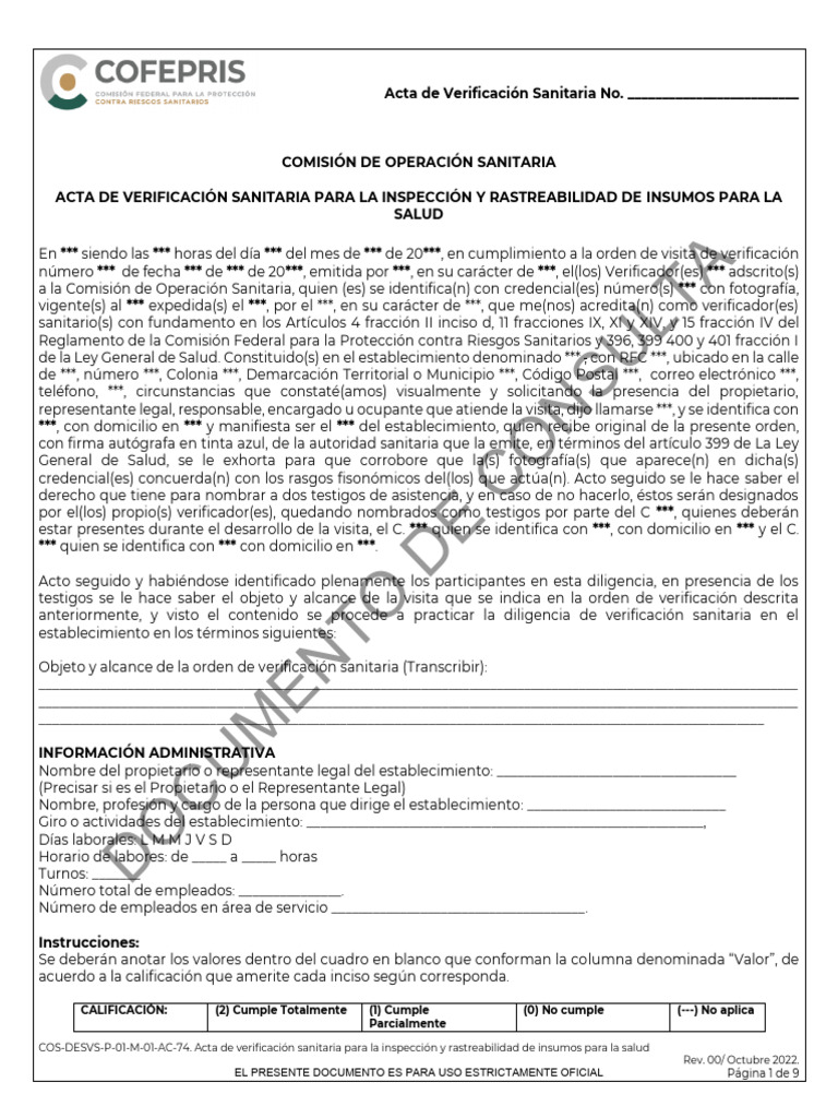 AC-74 Inspecci N y Reastrabilidad de Insumos para La Salud | Descargar ...