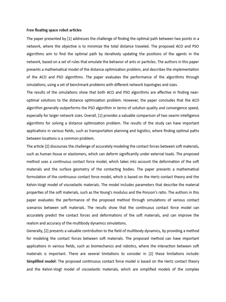 Free Floating Space Robot Articles | PDF | Mathematical Optimization | Simulation
