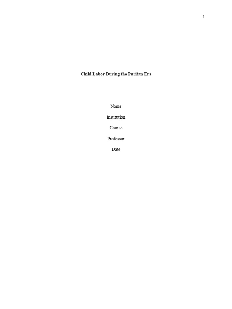 Child Labor in the Puritan Era | PDF | Child Labour | Labour Law