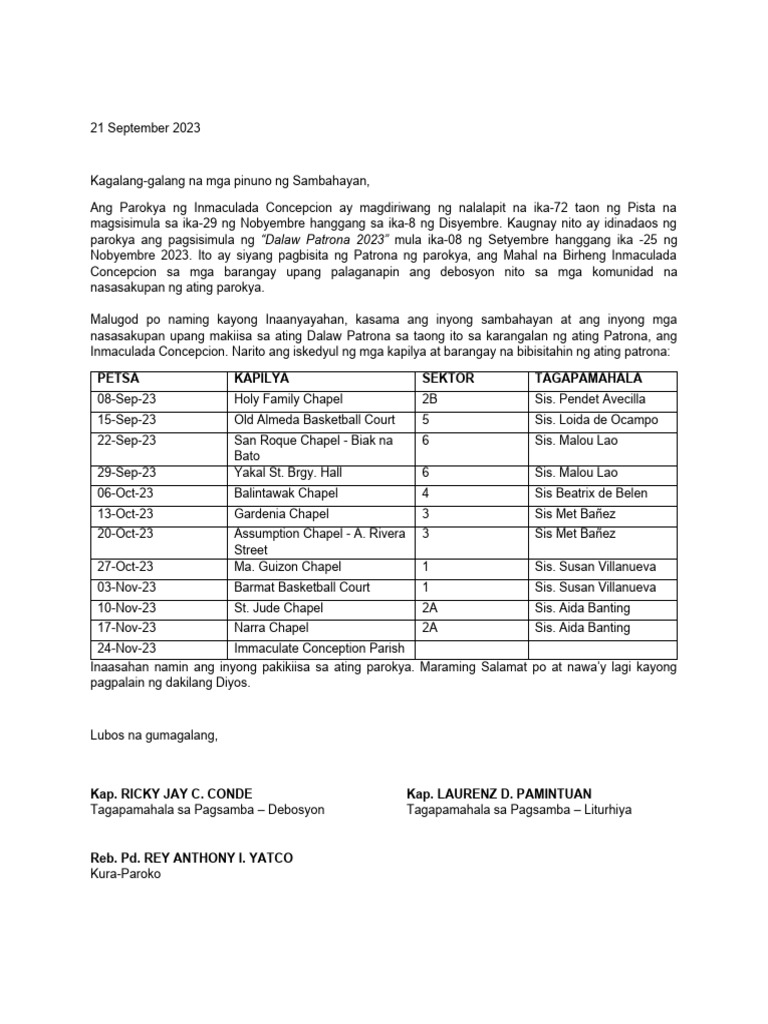 Barangay Letter
